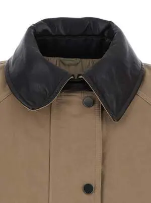 Brunello Cucinelli Cotton Blend Jacket With Leather Collar - Multicolor