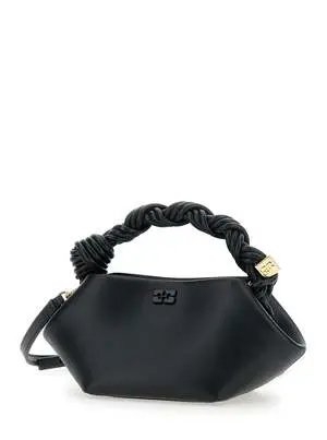 GANNI Bou Bag Mini Black Leather Handbag With Braided Handle - Multicolor