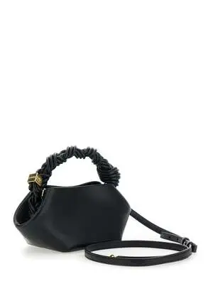GANNI Bou Bag Mini Black Leather Handbag With Braided Handle - Multicolor