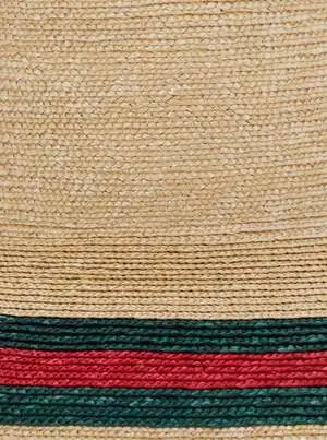Gucci Straw Hat With Red And Green Stripe Detail