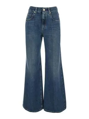 Brunello Cucinelli Wide Leg Jeans With Monil Detail - Multicolor