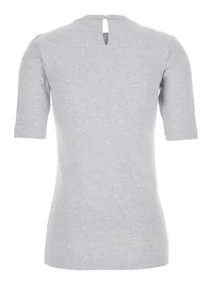 Brunello Cucinelli Cotton Three-quarter Sleeve Crewneck T-shirt With Monili Detail
