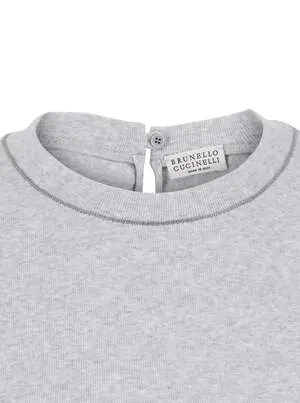 Brunello Cucinelli Cotton Three-quarter Sleeve Crewneck T-shirt With Monili Detail