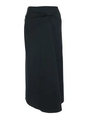 Max Mara Stretch Cotton Blend Skirt With Front Bow Detail - Multicolor