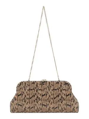 JIMMY CHOO Skylar' Brown Clutch With Leather Snake Motif In Leather For - Multicolor