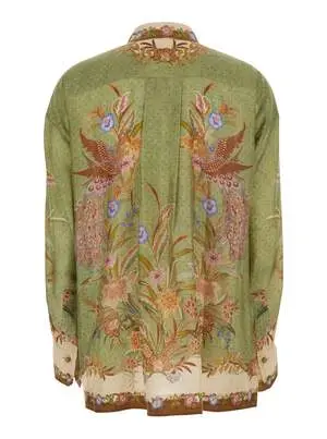 Zimmermann Indra Silk Shirt With Floral Motif - Multicolor