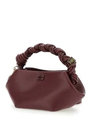 GANNI Leather Handbag With Braided Handle - Multicolor