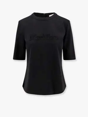 Max Mara Wool T-shirt With Embossed Logo - Multicolor