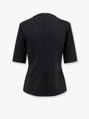 Max Mara Wool T-shirt With Embossed Logo - Multicolor