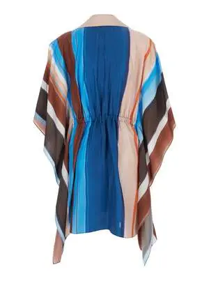 Fendi Silk Short Dress With Striped Motif - Multicolor