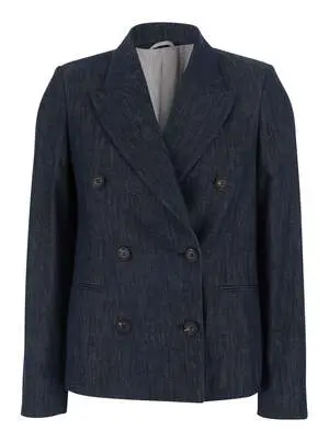 Brunello Cucinelli Double-breasted Cotton Jacket With Monili Detail - Multicolor