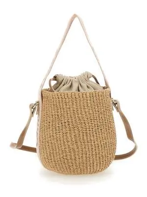 Chloé Handbag 'woody' Small With Drawstring Closure In Raffia Beige - Multicolor