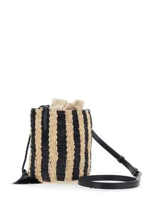 Valentino Garavani Small Crochet Raffia Bucket Bag - Cream
