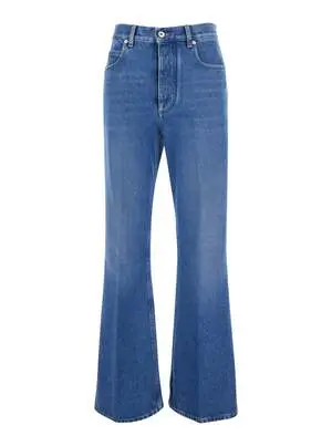 Bottega Veneta Blue Jeans With Logo Patch On The Back And Flared Leg In Denim For - Multicolor