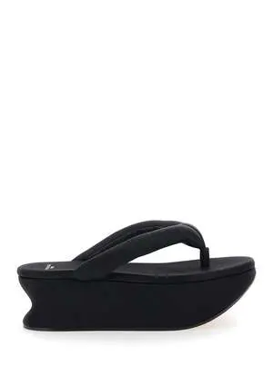 Balenciaga Gaeta' Black Wedges With Thong Design And Medium Heel In Viscose Blend For - Multicolor