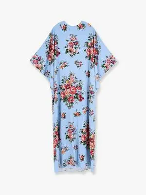Dolce & Gabbana Long Charmeuse Dress With Mazzo Di Fiori Print - Multicolor