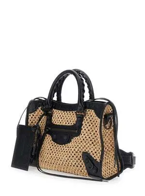 Balenciaga Le City Raffia And Leather Handbag - Multicolor