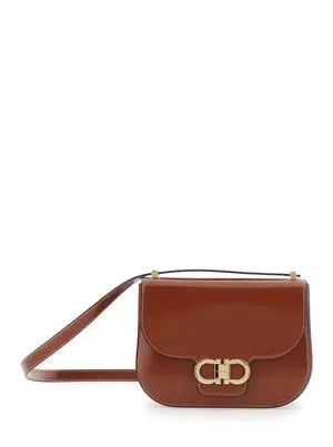 FERRAGAMO Double G. Fl Shoulder Bag - Brown
