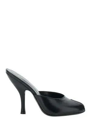 JUDE Black Leather Heeled Sandals With Cut-out Toe - Multicolor