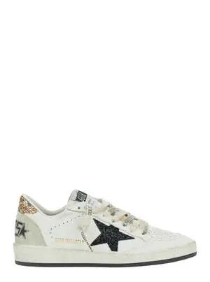 GOLDEN GOOSE Ballstar Low Top Sneaker With Glitter Heel And Star Patch