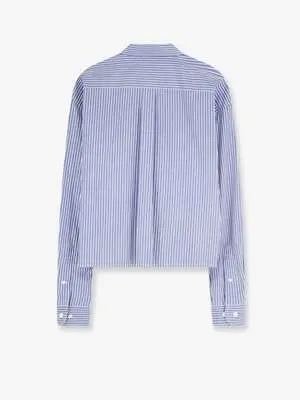 Miu Miu Striped Cotton Button-down Shirt With Embroidered Logo - Multicolor