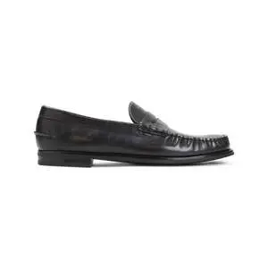 Prada Distressed Leather Loafers - Black