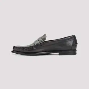 Prada Distressed Leather Loafers - Black