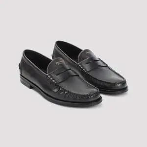 Prada Distressed Leather Loafers - Black