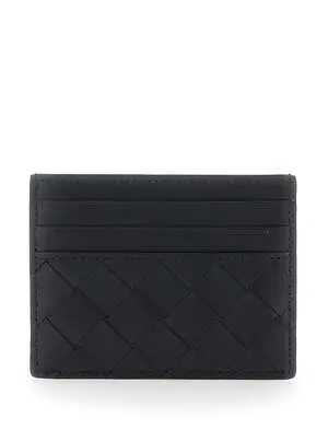 Bottega Veneta Card Holder With Intreccio Motif In Black Leather For - Multicolor