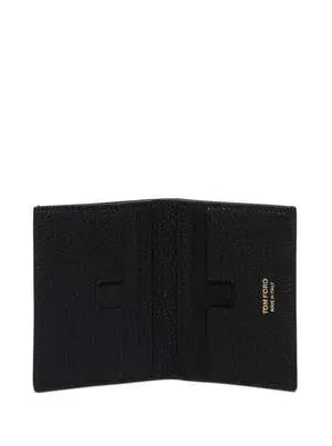 TOM FORD Card Holder With Logo Lettering Embossed On The Front In Grained Leather For - Black