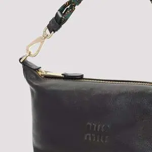 Miu Miu Nappa Leather Pouch With Technical Tape Handle - Brown