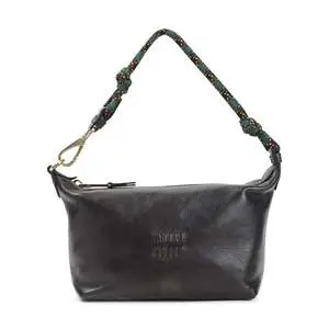 Miu Miu Nappa Leather Pouch With Technical Tape Handle - Brown