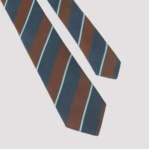 Paul Smith Striped Silk Neck Tie - Blue