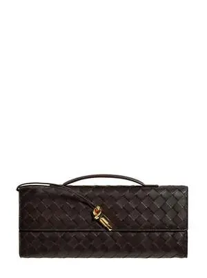 Bottega Veneta Andiamo Clutch In Woven Nappa - Brown