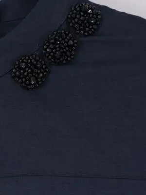 Max Mara Cotton Long Dress With Jeweled Appliques - Multicolor