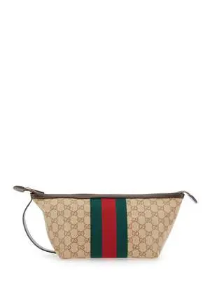 Gucci Web Vintage Sand Vetrificato Pouch - Multicolor