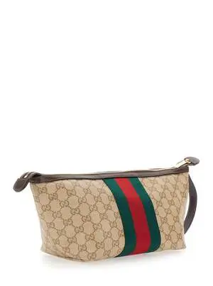 Gucci Web Vintage Sand Vetrificato Pouch - Multicolor