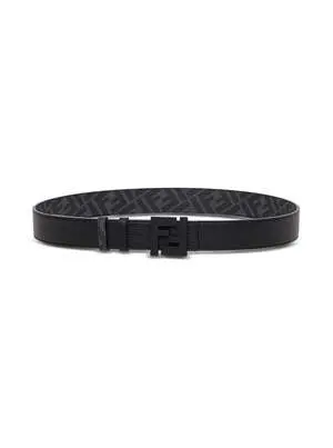 Fendi Reversible Leather Belt With Ff Logo Buckle - Multicolor