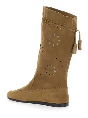 Isabel Marant Étoile Suede Boots With Back Tassel And Cut-out Details - Multicolor