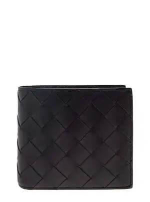 Bottega Veneta Bi-fold Wallet 'intrecciato' With Intreccio Motif In Black Leather For - Multicolor