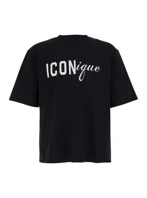 Dsquared2 T-shirt With Round Neck And Logo On The Front In Cotton For - Black
