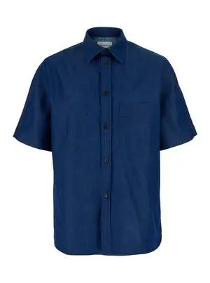 Givenchy Blue Shirt With Pointed Collar And Logo Print On The Back In Cotton And Fabric Blend For - Multicolor