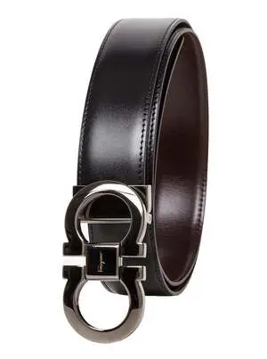 FERRAGAMO Reversible Gancini Buckle Belt - Brown