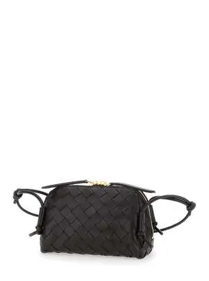 Bottega Veneta Suede Crossbody Bag With Intreccio Motif - Brown