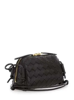 Bottega Veneta Suede Crossbody Bag With Intreccio Motif - Brown