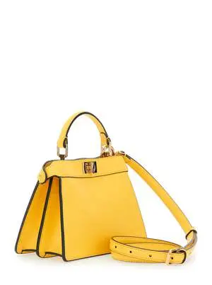 Fendi Peekaboo Iseeu Petite Handbag With Turnlock Closure In Leather - Yellow