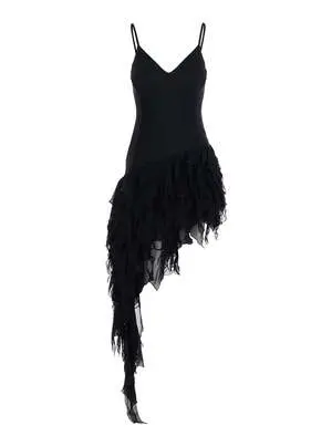 Blumarine Long Asymmetric Dress With V-neck - Multicolor