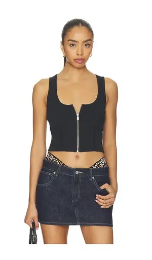 Abrand Denim Bustier Tank Top - Black