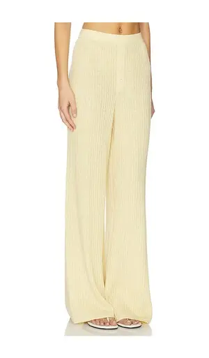 Guest In Residence Ribbed Knit Cashmere Linen Blend Pants