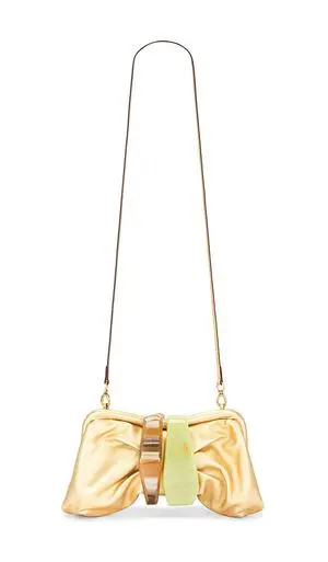Cult Gaia Julita Clutch In Metallic Gold - Brass Brass